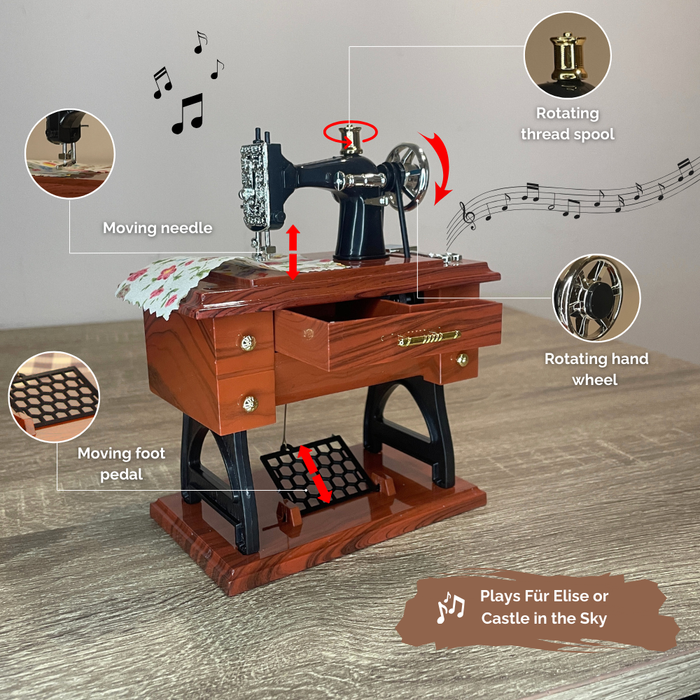 Sewing Machine-Shaped Music Box + Bonuses – Mini Memo